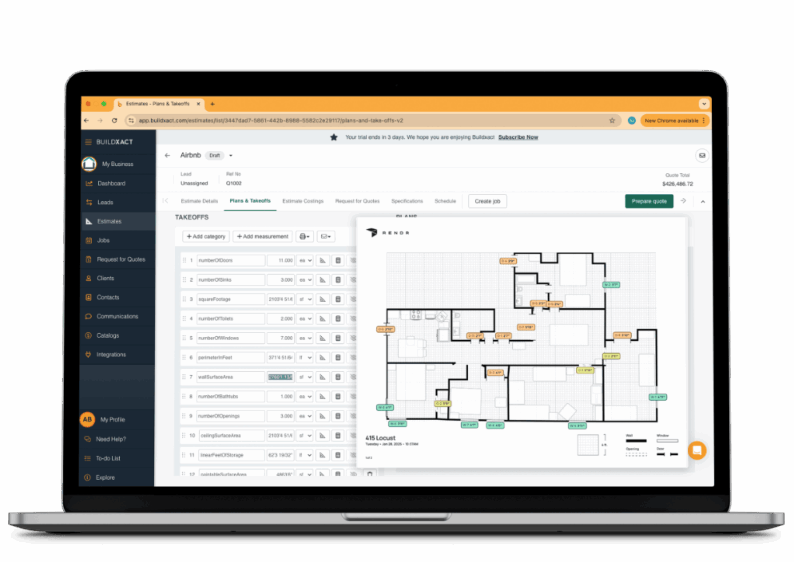 Buildxact Integration - RENDR